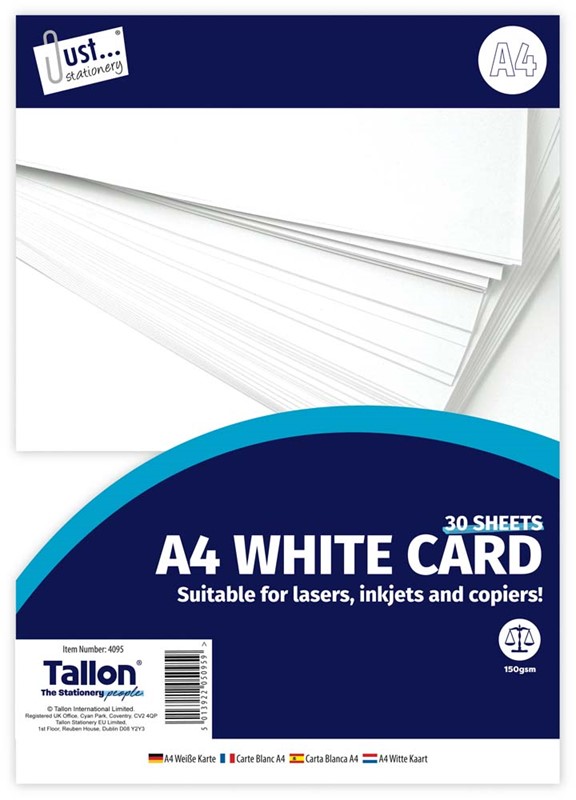 A4 White Card 30 X 150 Gsm Sheets | Tallon