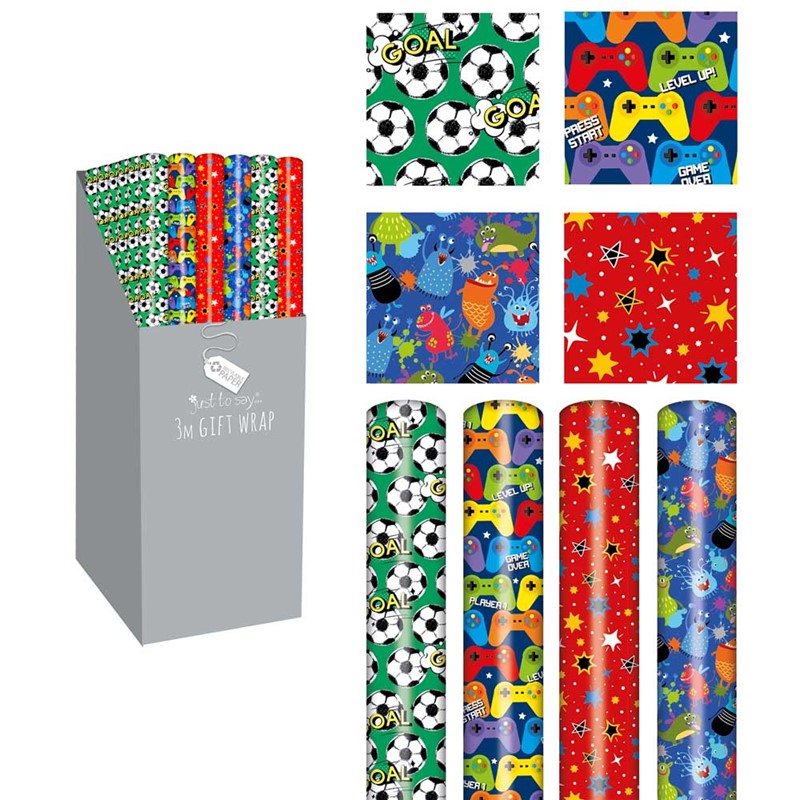 3 Metre Gift-Wrap Boys Designs | Tallon